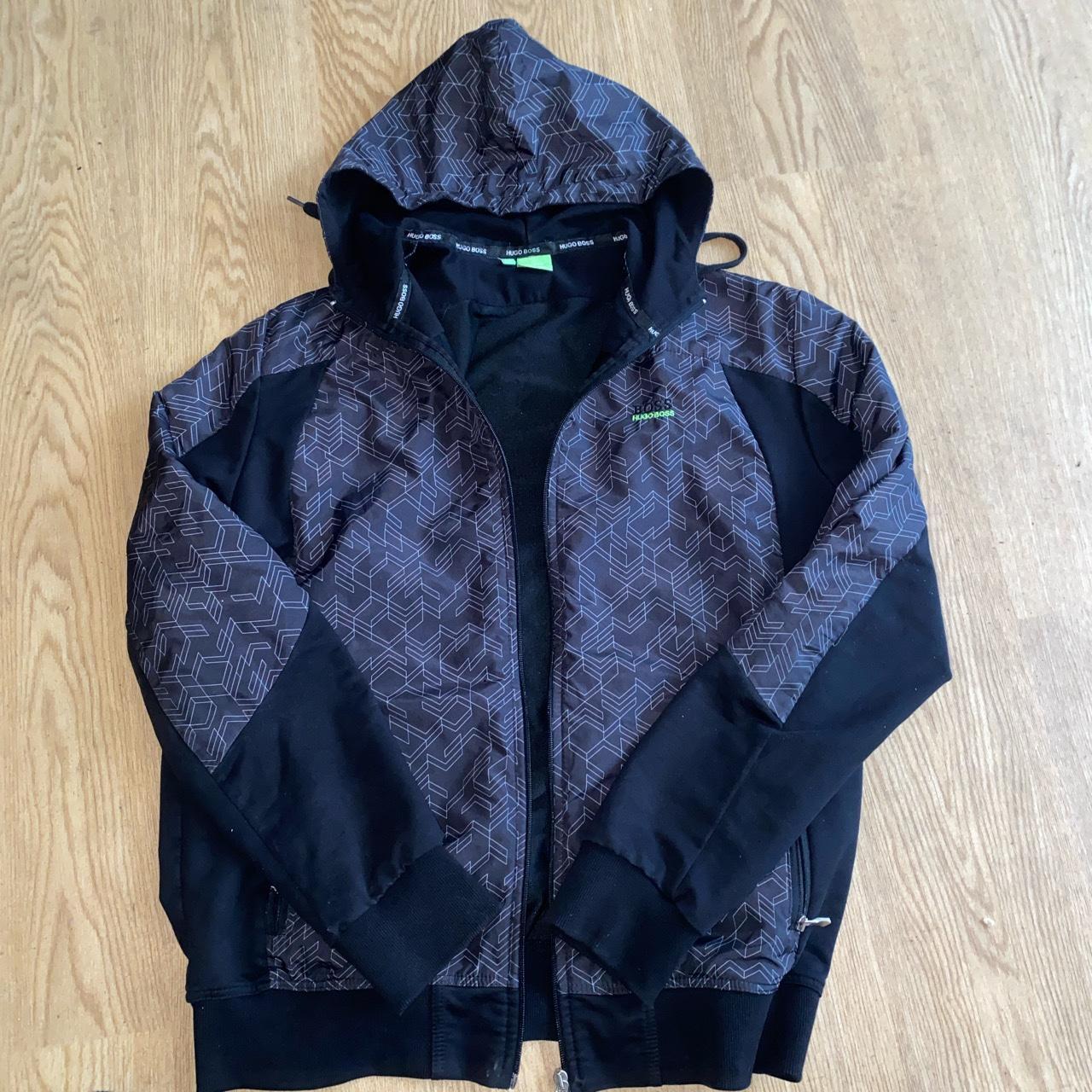 Hugo boss grey/lime green windbreaker jacket | Depop