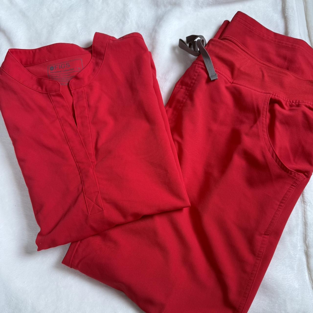 Pop red figs scrubs Rafaela top: XL Kade straight... | Depop