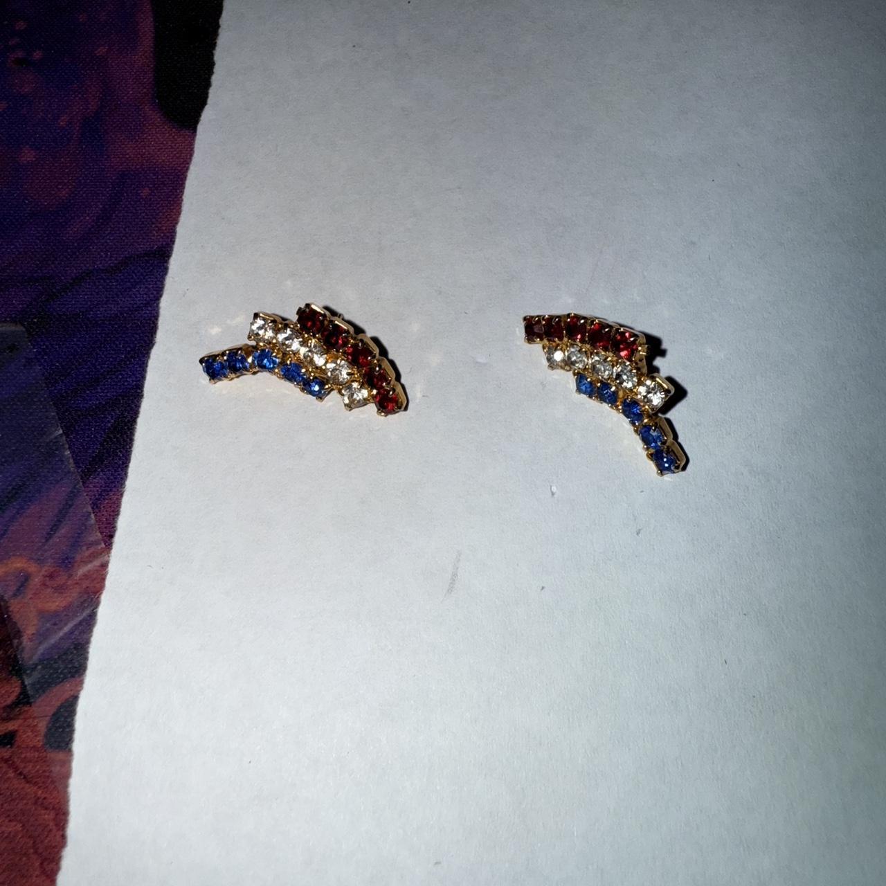 Red, white, blue rhinestone earrings | Depop