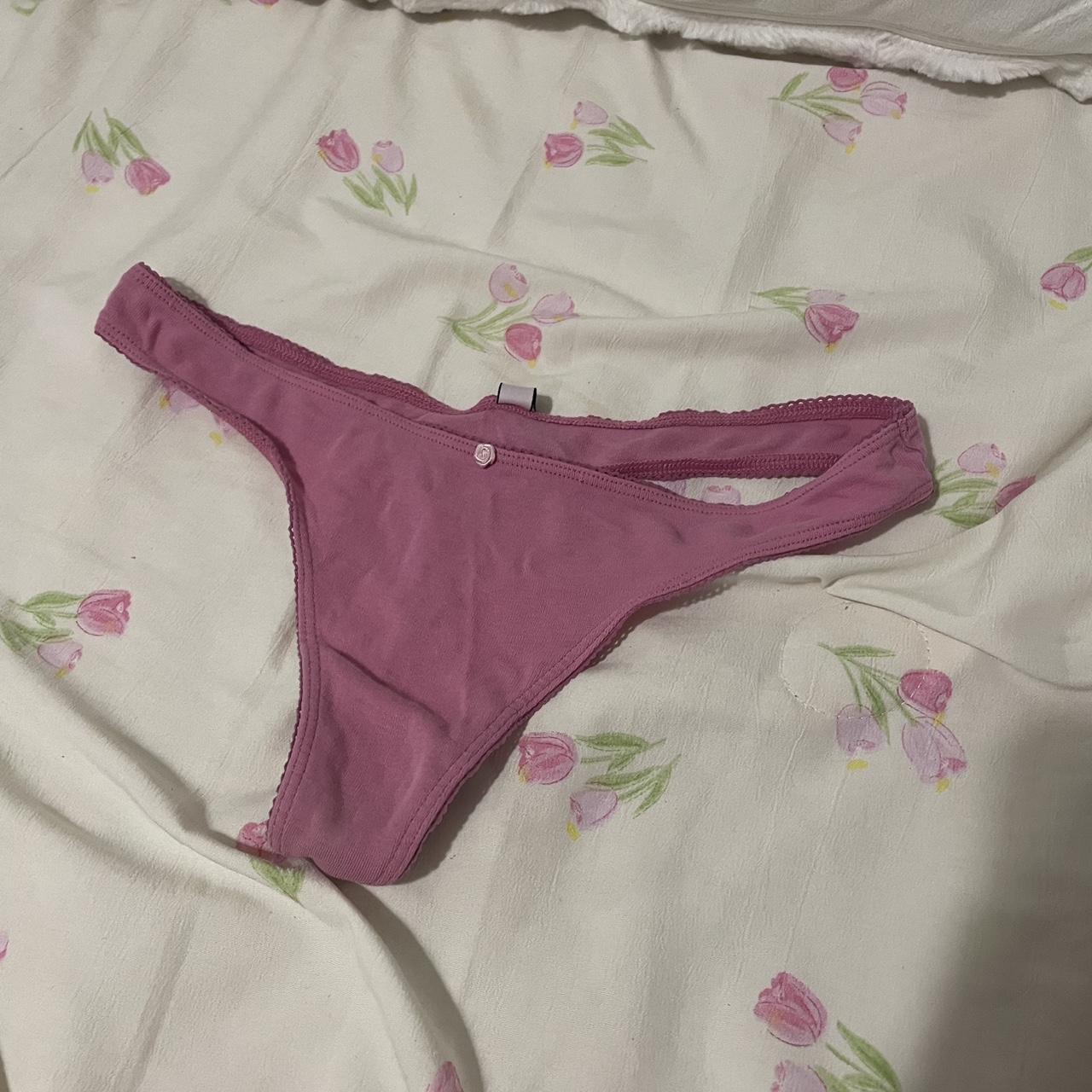 Pink victorias secret PINK thongs with rose... | Depop