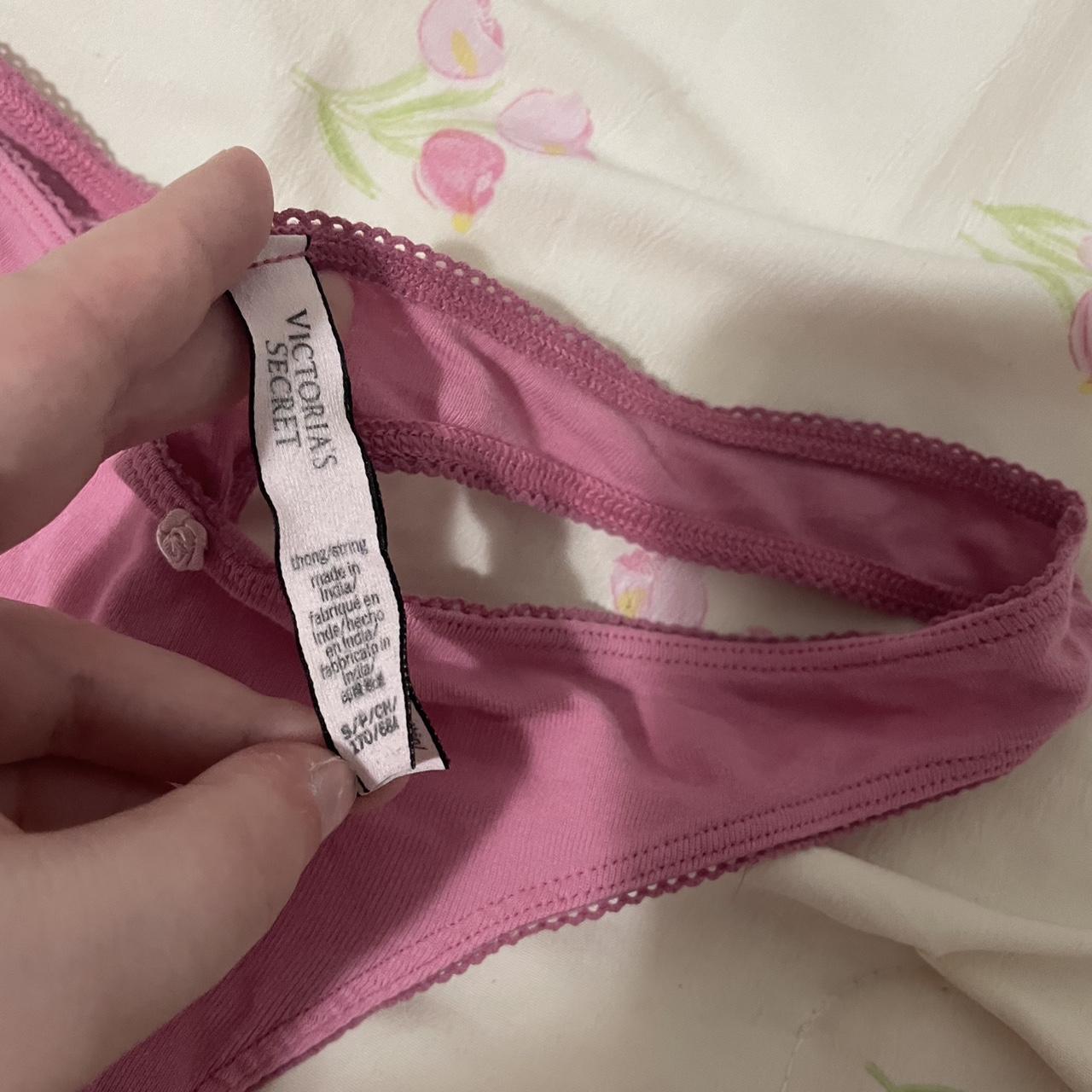 Pink victorias secret PINK thongs with rose... | Depop