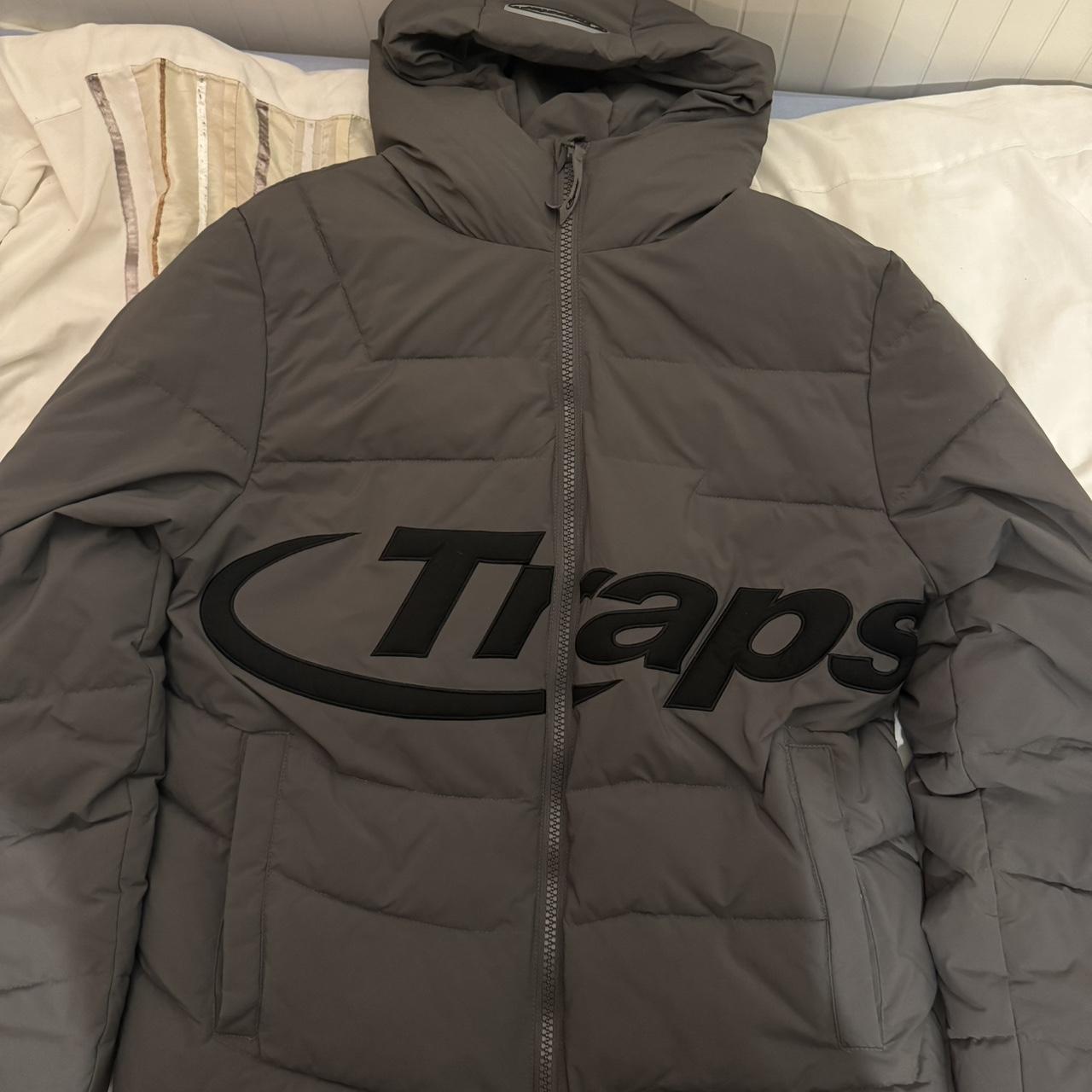 Trapstar Grey and Black Jacket Very warm and only... - Depop