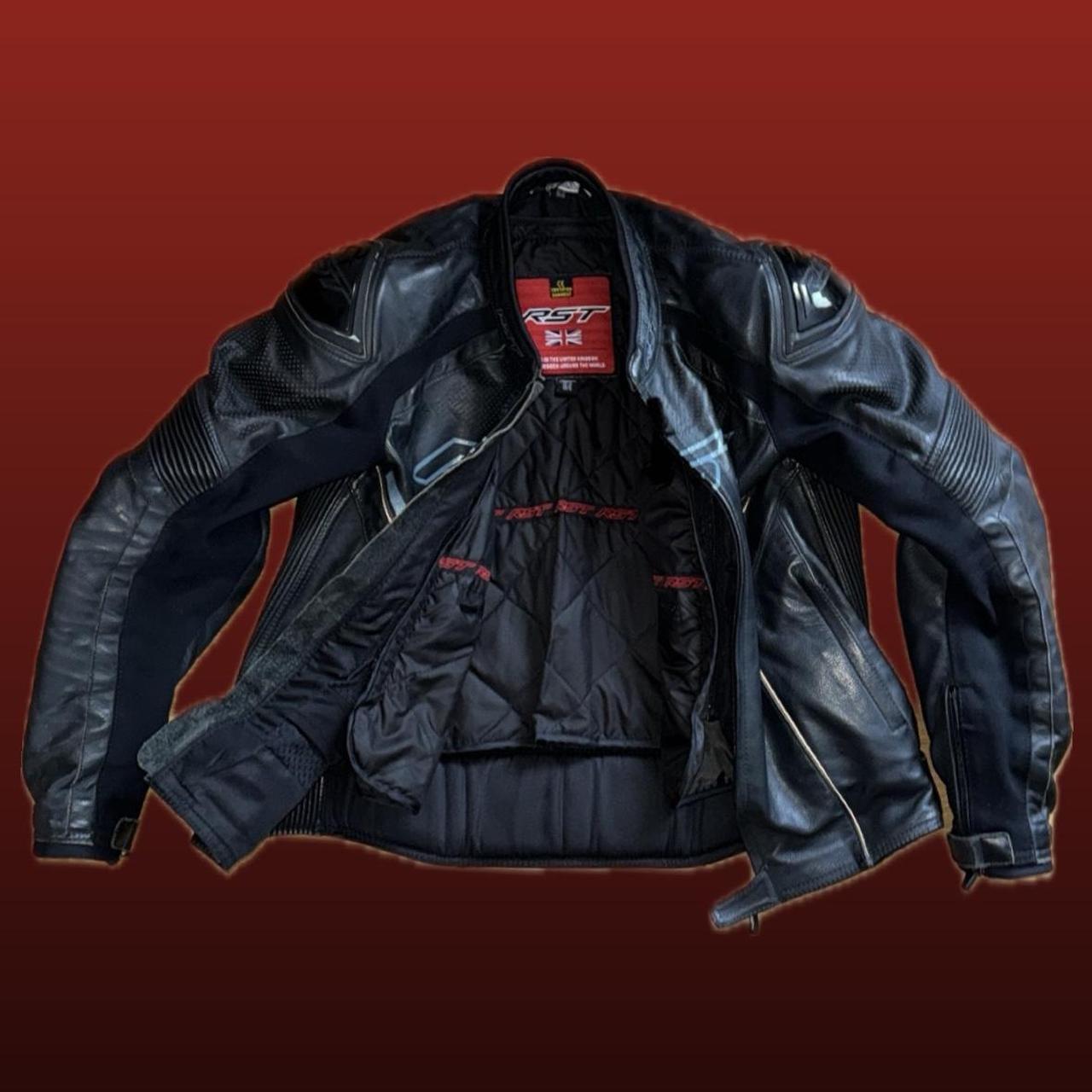 RST Leather Motorcycle Jacket. SIZE 42 Great... - Depop