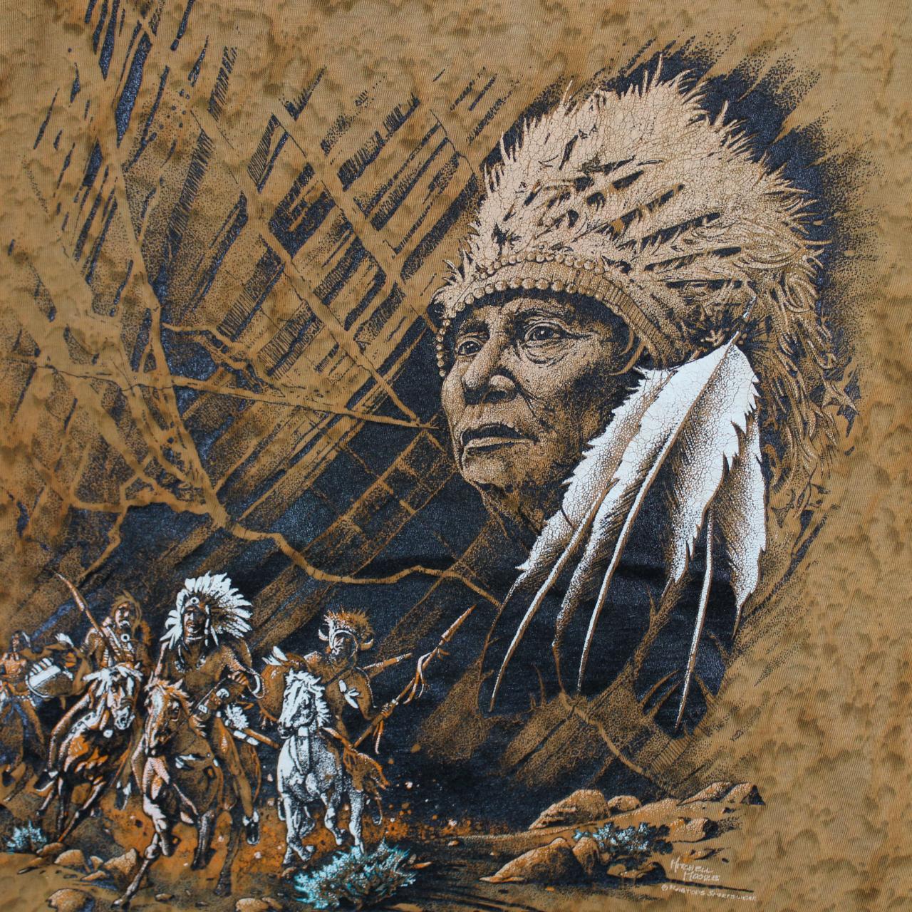 90's Mitchell Moore/ Native American Tie Dye Print T... - Depop