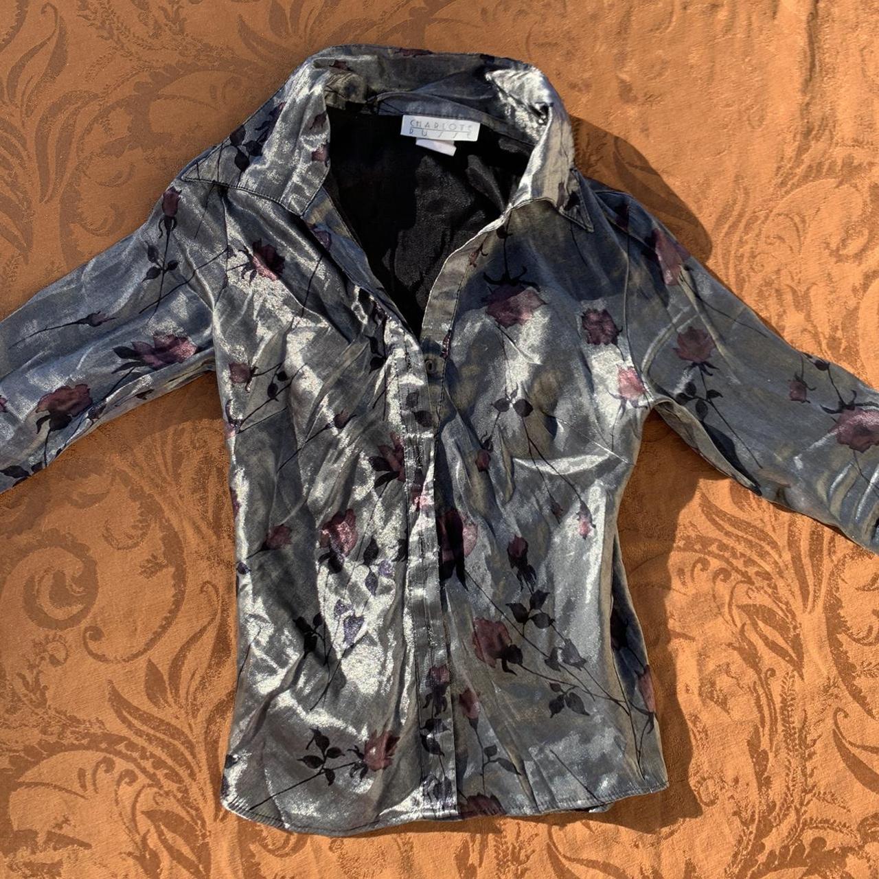 Charlotte Russe Women's Silver and Burgundy Blouse | Depop