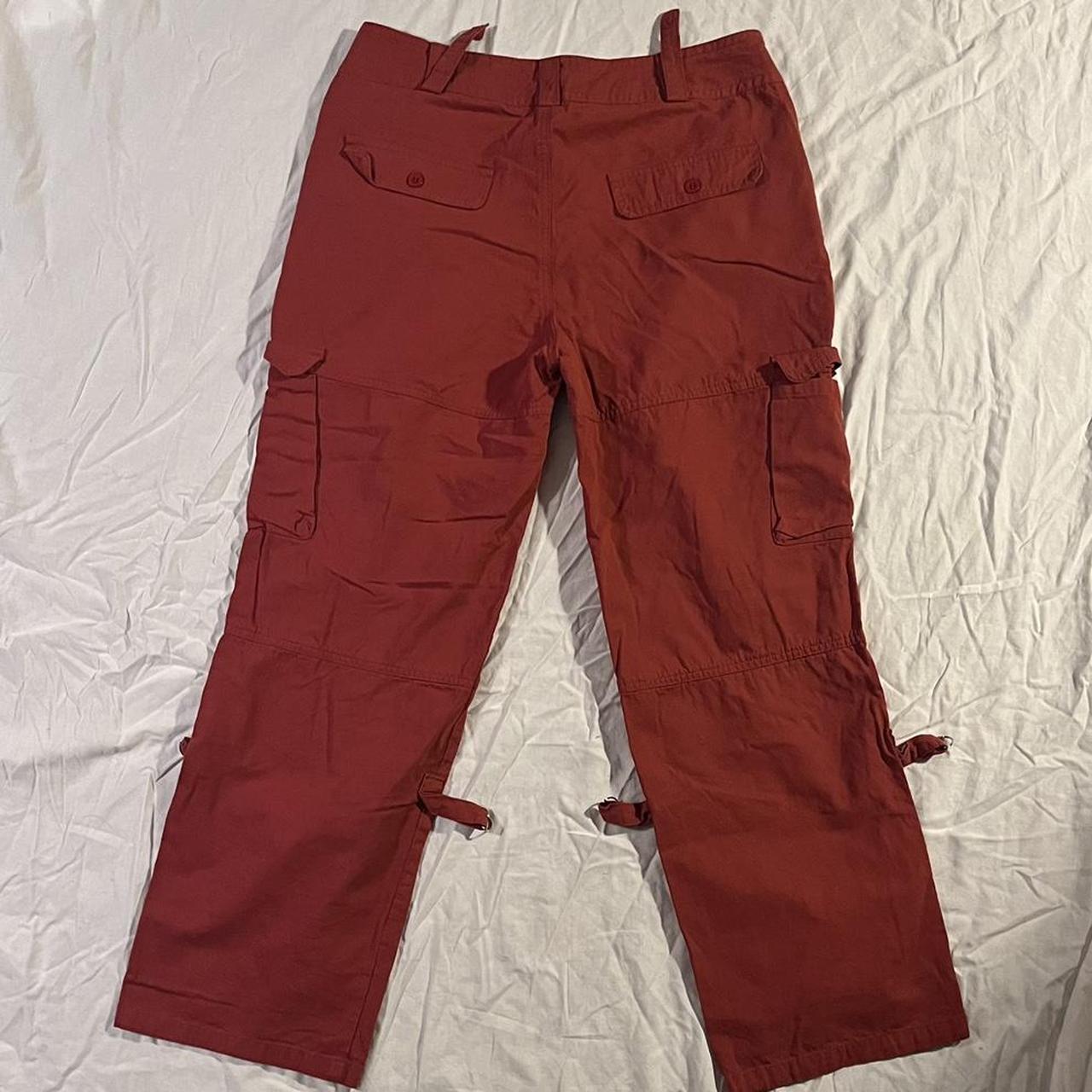 Red low rise cargo pants #alternative #cargo... - Depop