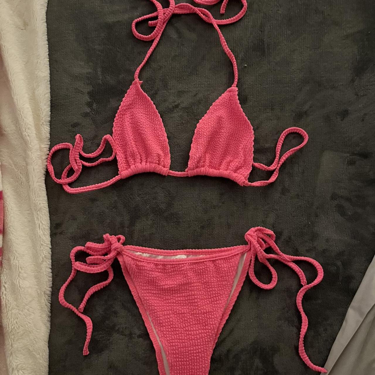 adorable triangle bikini 👙 such a great hot pink for... - Depop