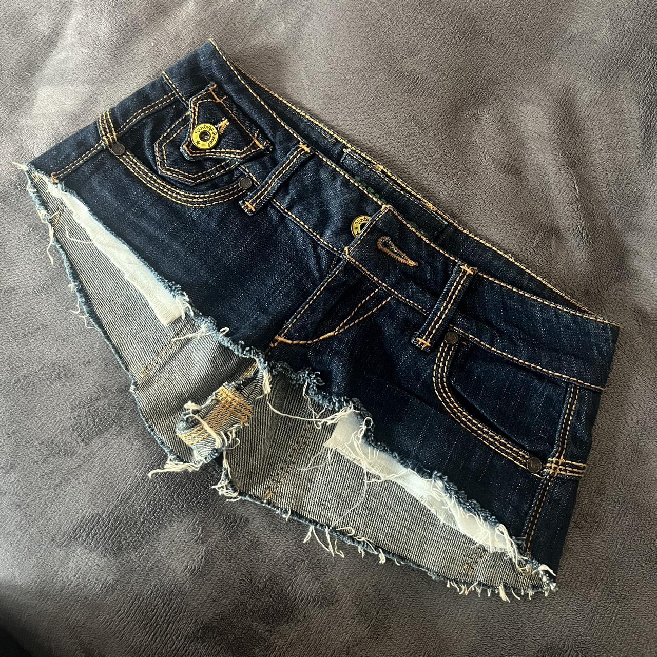 super micro mini jean shorts in a size 24🥡 so sexy... - Depop
