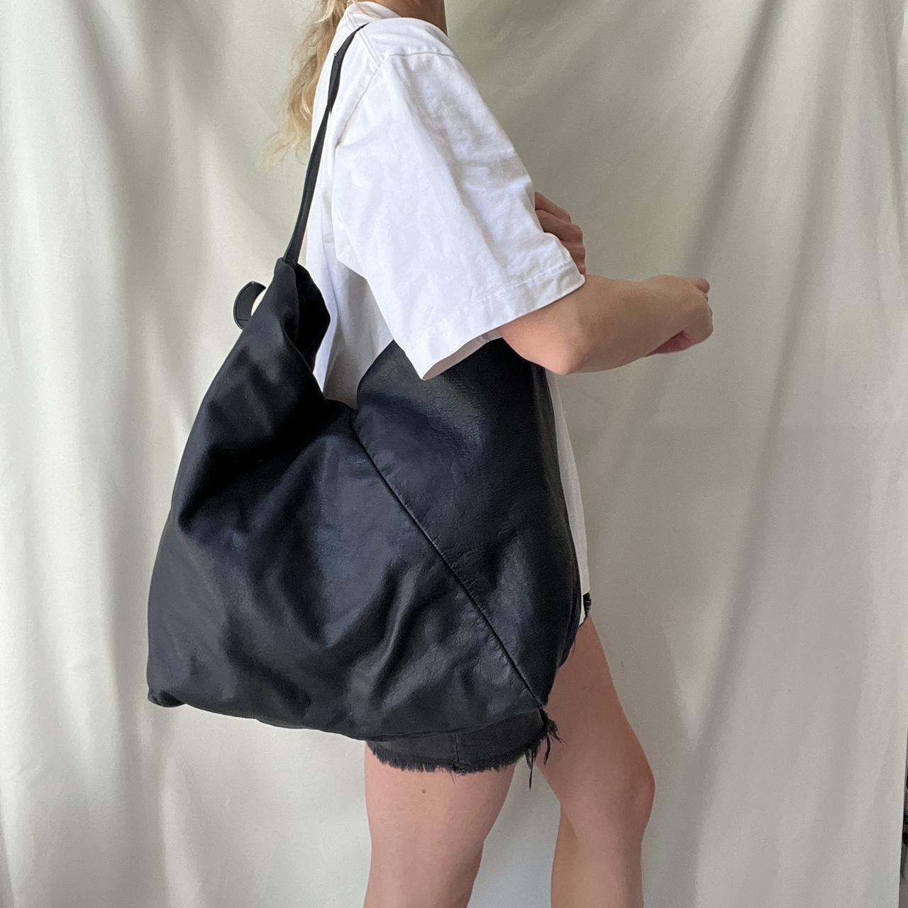 Black, leather, large slouchy ‘hobo’ bag. Can be... - Depop