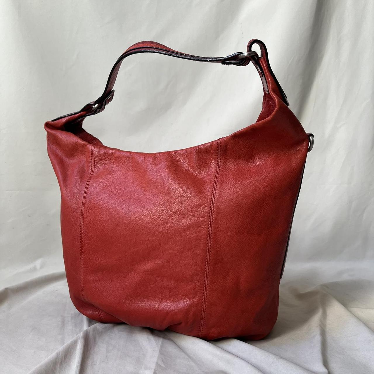 Vintage 00s red slouchy hobo bag. Italian leather.... - Depop