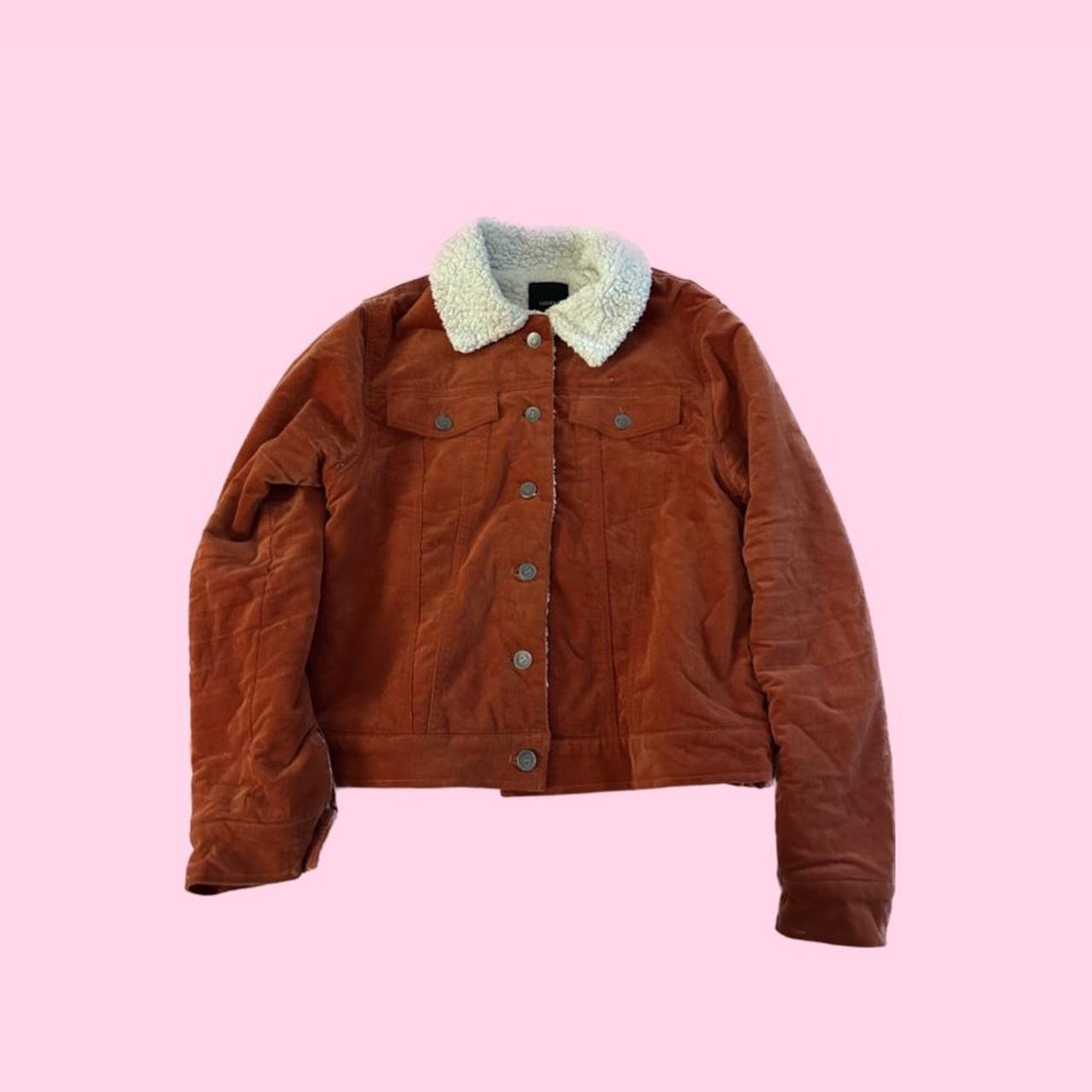 the cutest burnt orange jacket with faux fur 💕 SIZE... - Depop