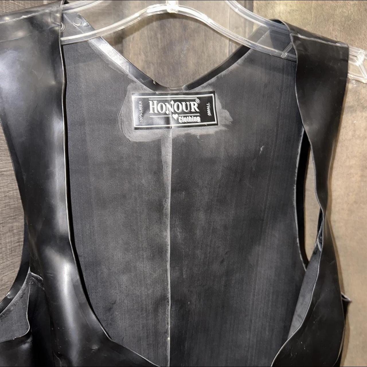 honour clothing 100% latex zipped vest top.... - Depop