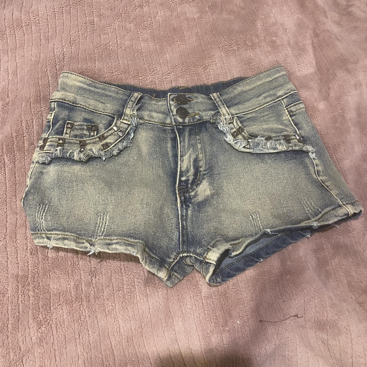 y2k distressed low rise shorts, bought from yesstyle - Depop