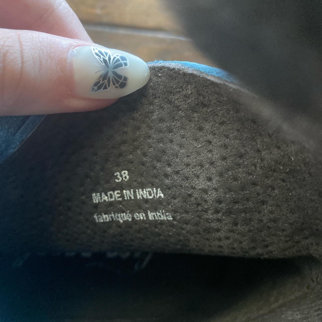 blue pure leather boots only worn once for a... - Depop