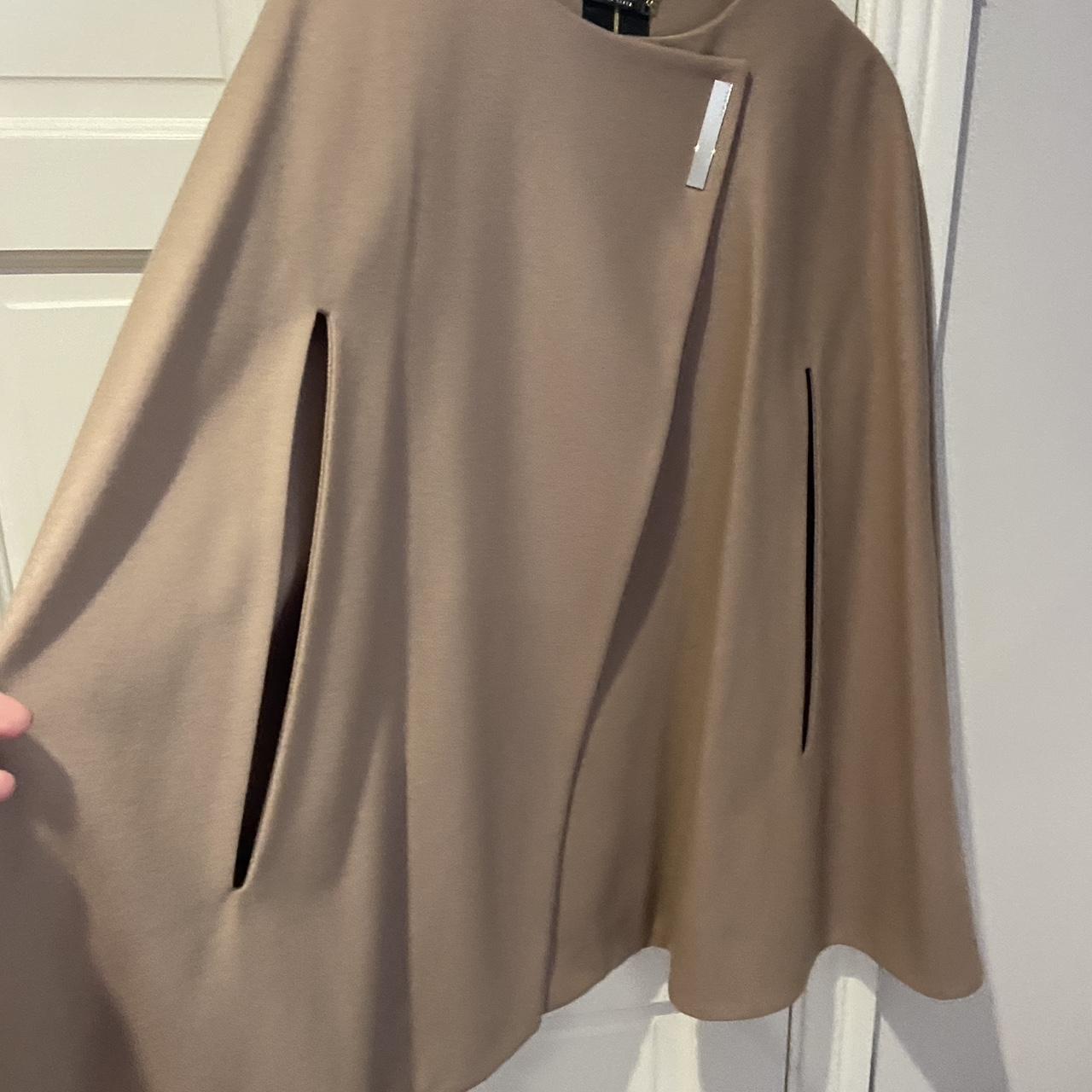 Cream and tan cape coat - perfect for winter... - Depop