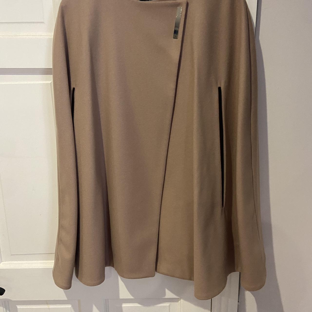 Cream and tan cape coat - perfect for winter... - Depop