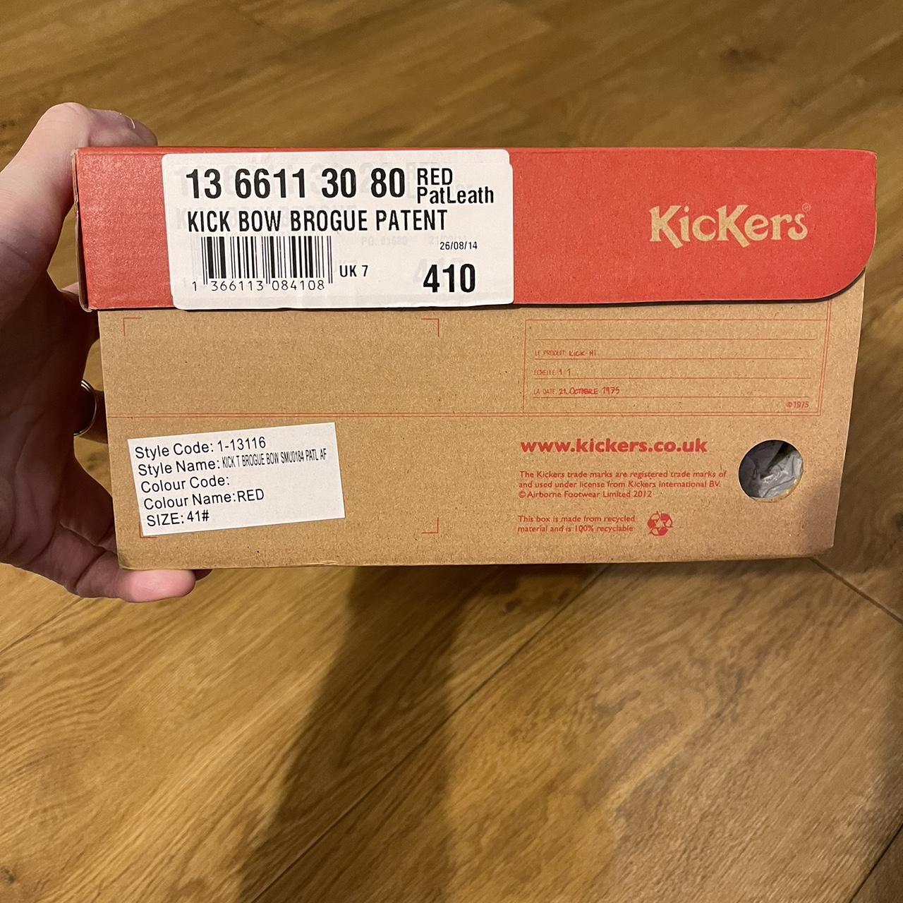 Vintage red patent Kickers brogue style shoes with... - Depop