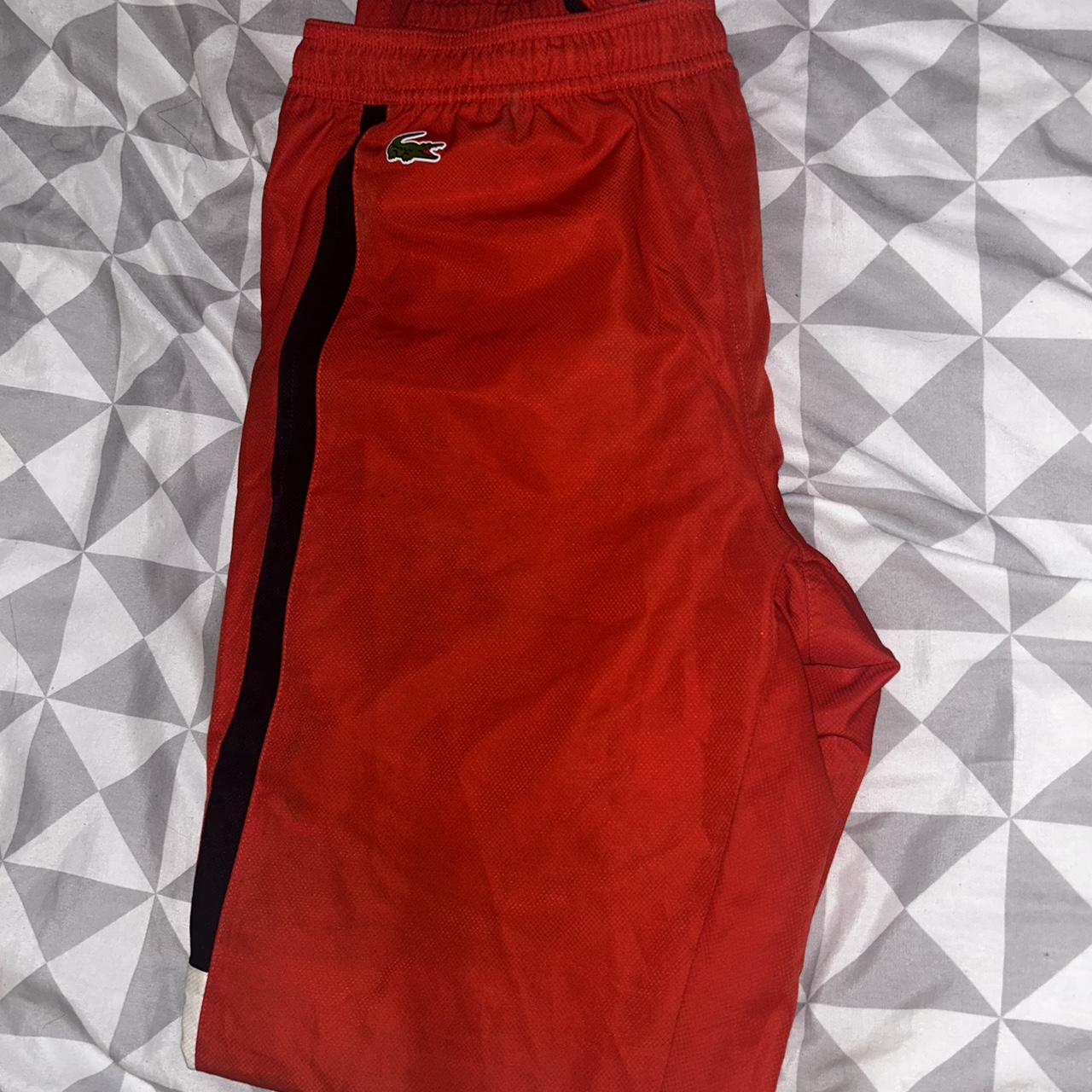 Lacoste red and black joggers - tracksuit bottoms - Depop