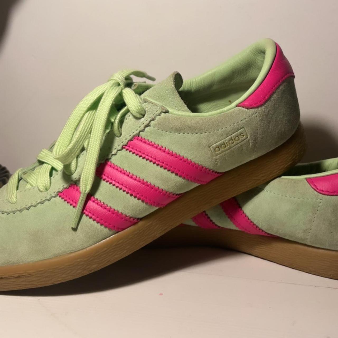 Adidas stadt Glow green shock pink dead stock - Depop