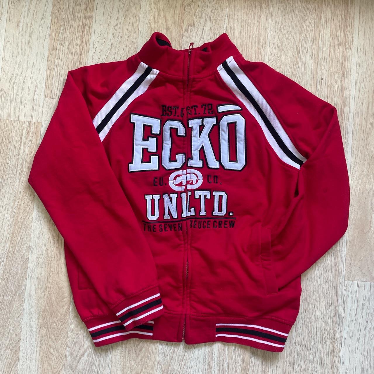 y2k ecko sweater in red comes in a oversized medium - Depop