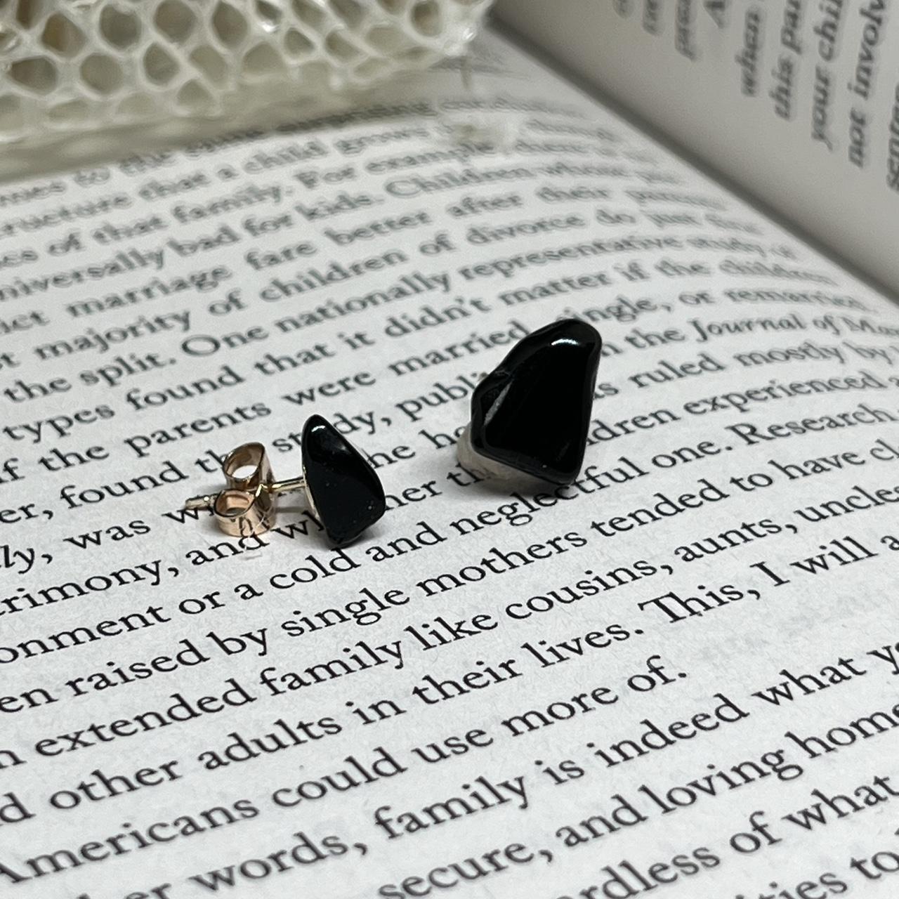 Obsidian Stud Earrings Handmade by me super... - Depop