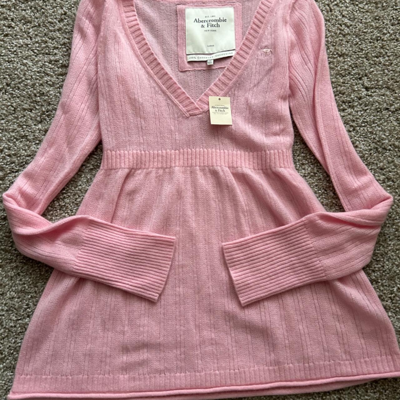 Abercrombie & Fitch pink babydoll sweater top Brand... - Depop