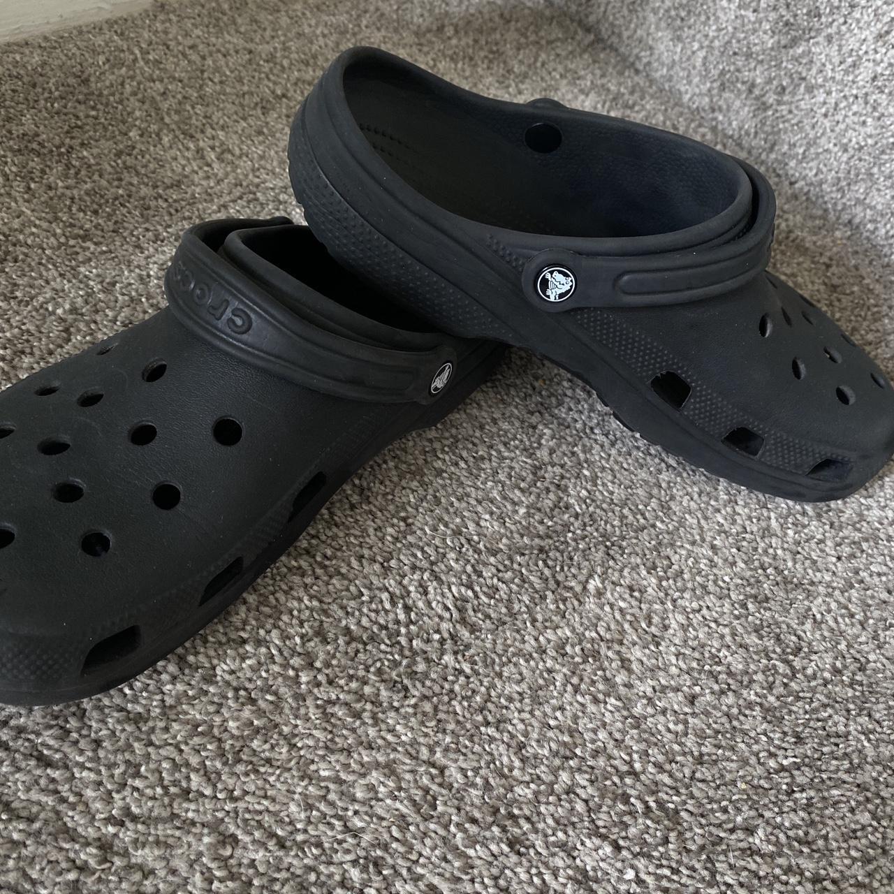Black crocs size 11 Has a lot of wear left in them... - Depop