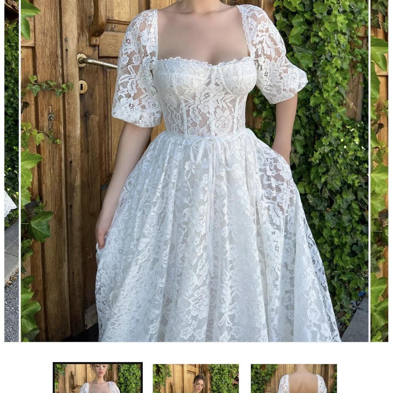 Teuta Matoshi White Lace Dahlia Gown ️ Size 14... - Depop