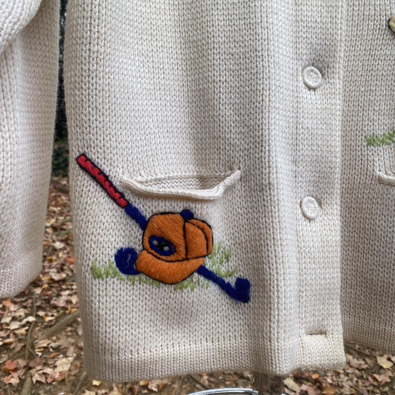 100% wool cardigan- Golf theme stitch. Hole in... - Depop