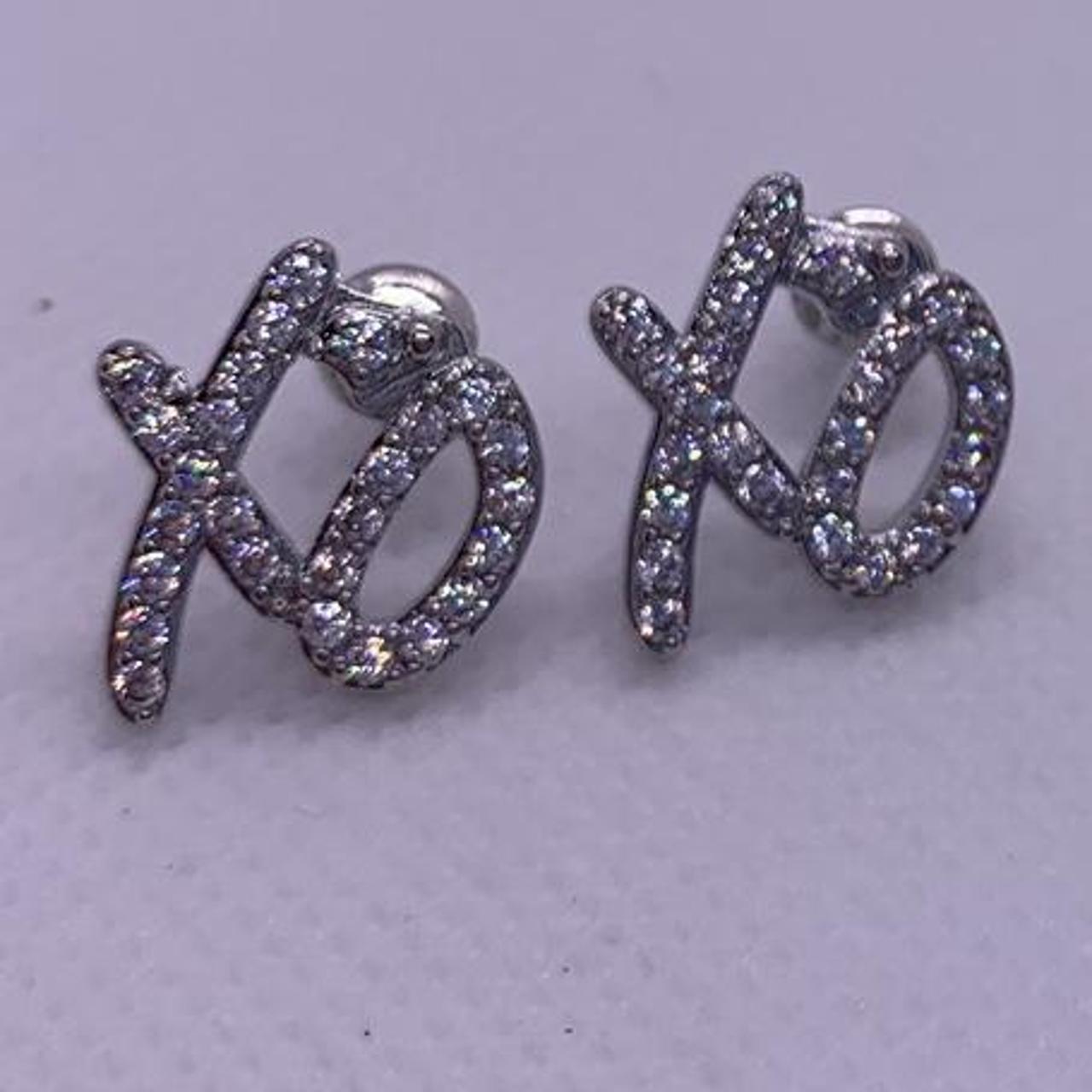 Silver faux diamond xo earrings The Weeknd xo merch... - Depop
