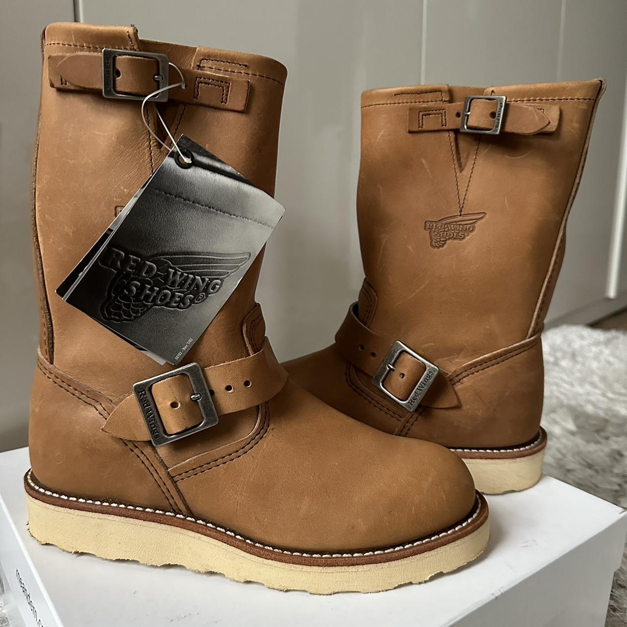 Tan leather women’s Redwing engineer boots #redwing... - Depop