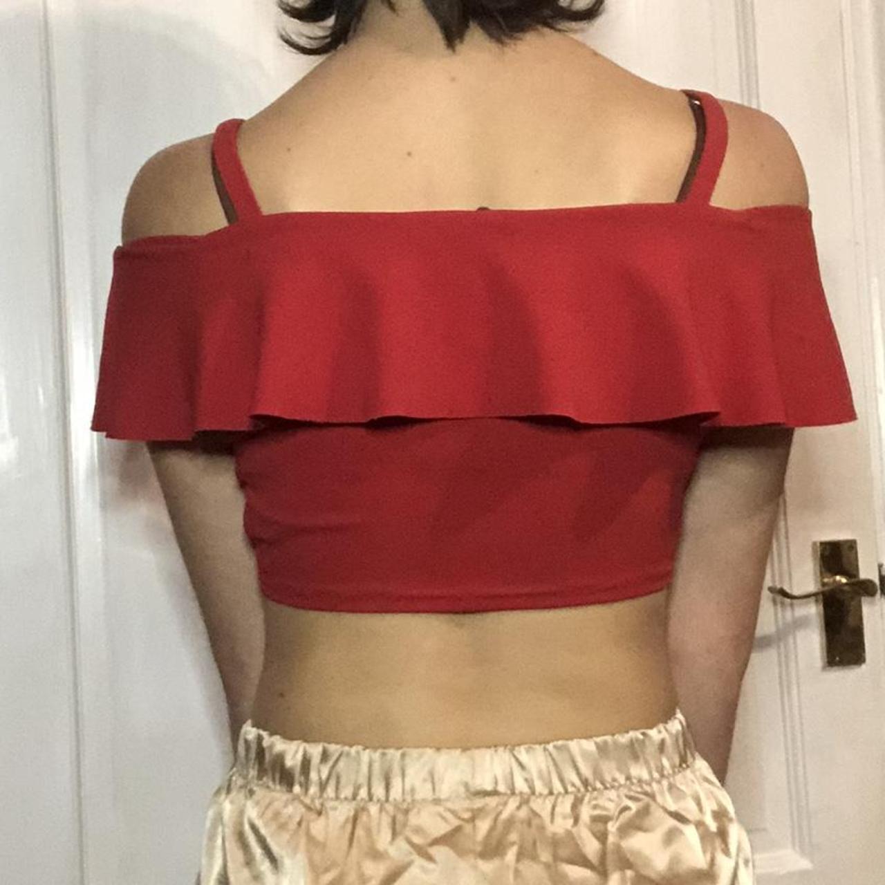 Red ruffled crop top Perfect for Valentine’s Day -... - Depop