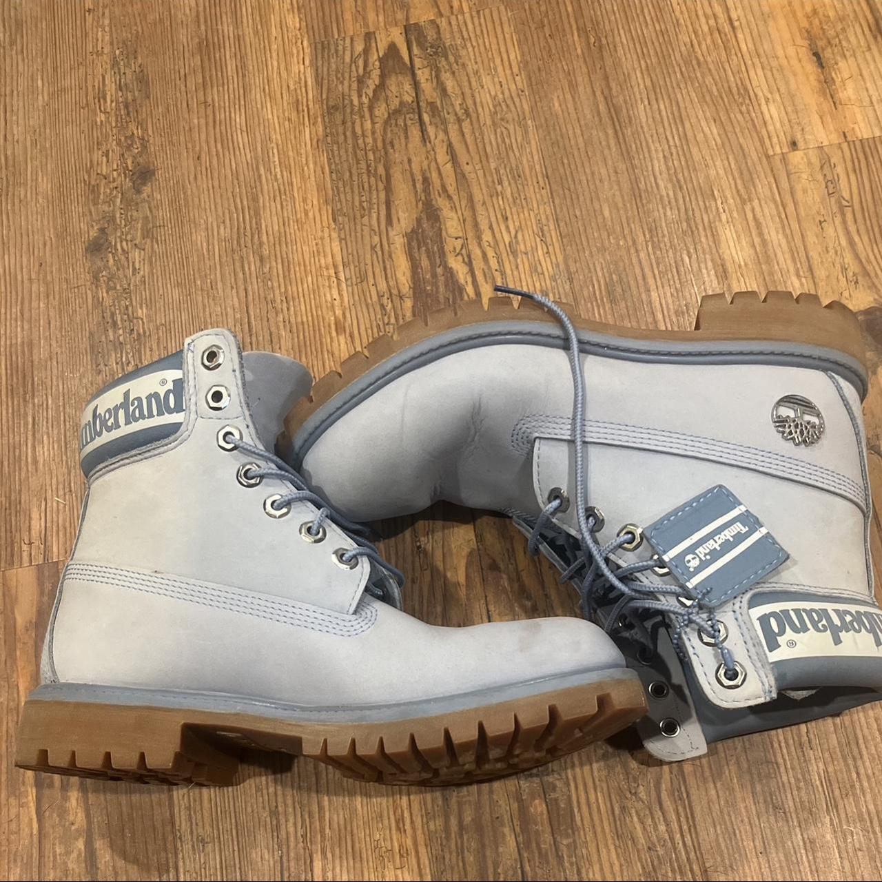 Timberland Boots Men Size 7.5 Light Blue Suede... - Depop