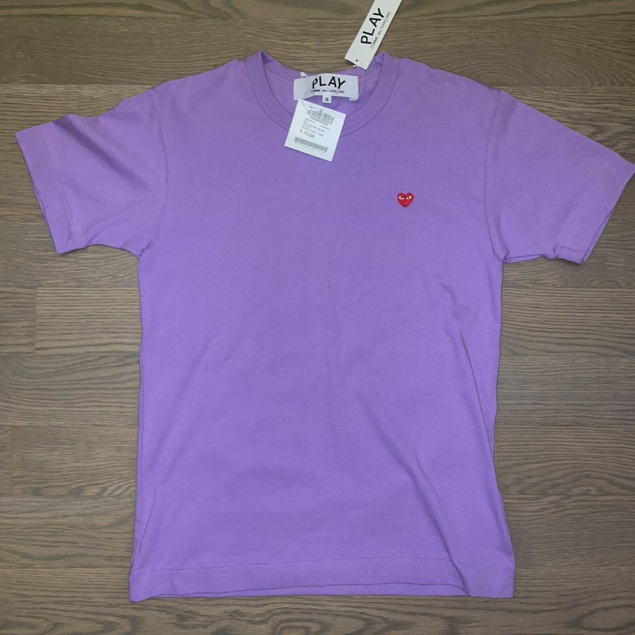 COMME DES GARÇONS TEE - bright purple w tiny CDG... - Depop