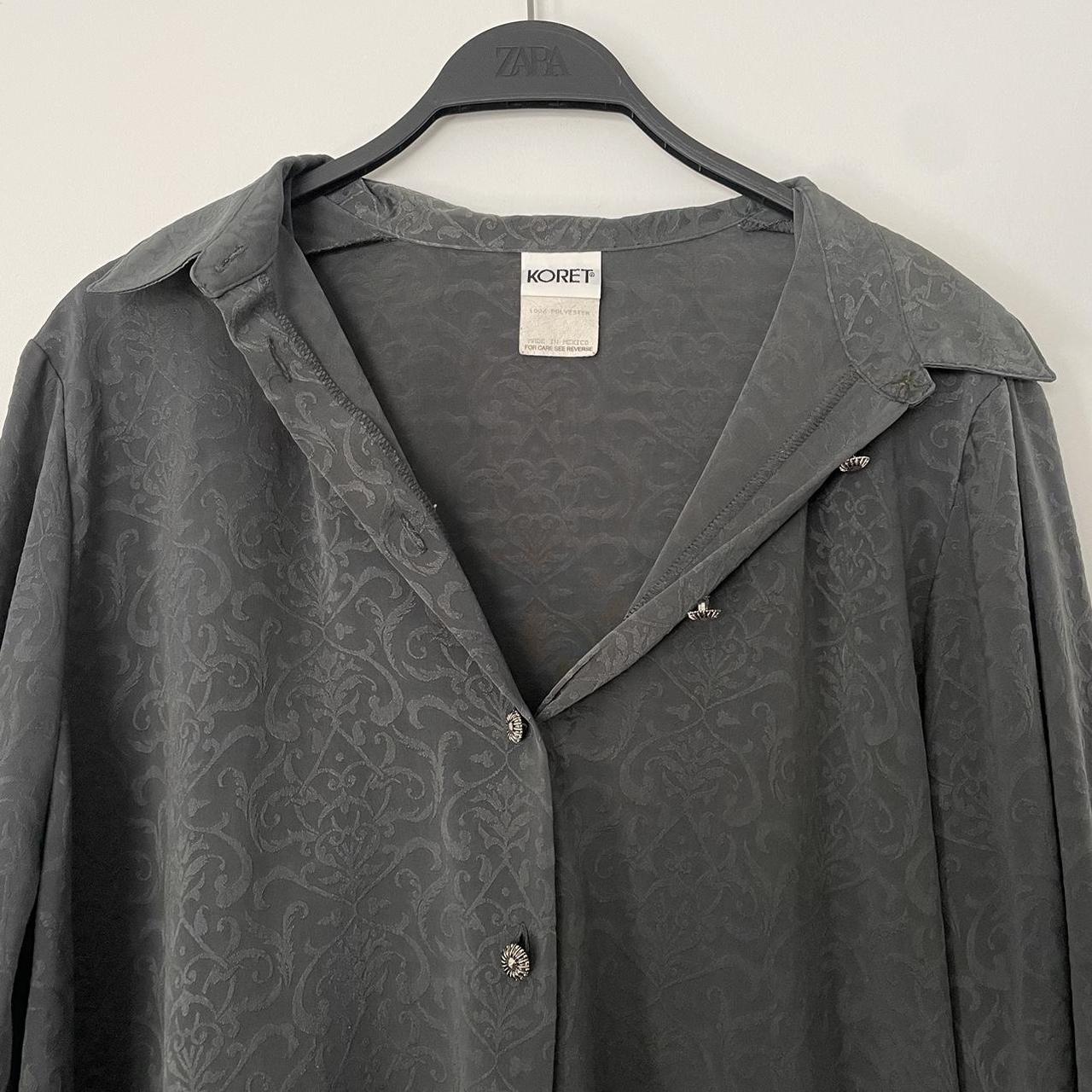 Vintage Koret brand grey paisley button down with... - Depop