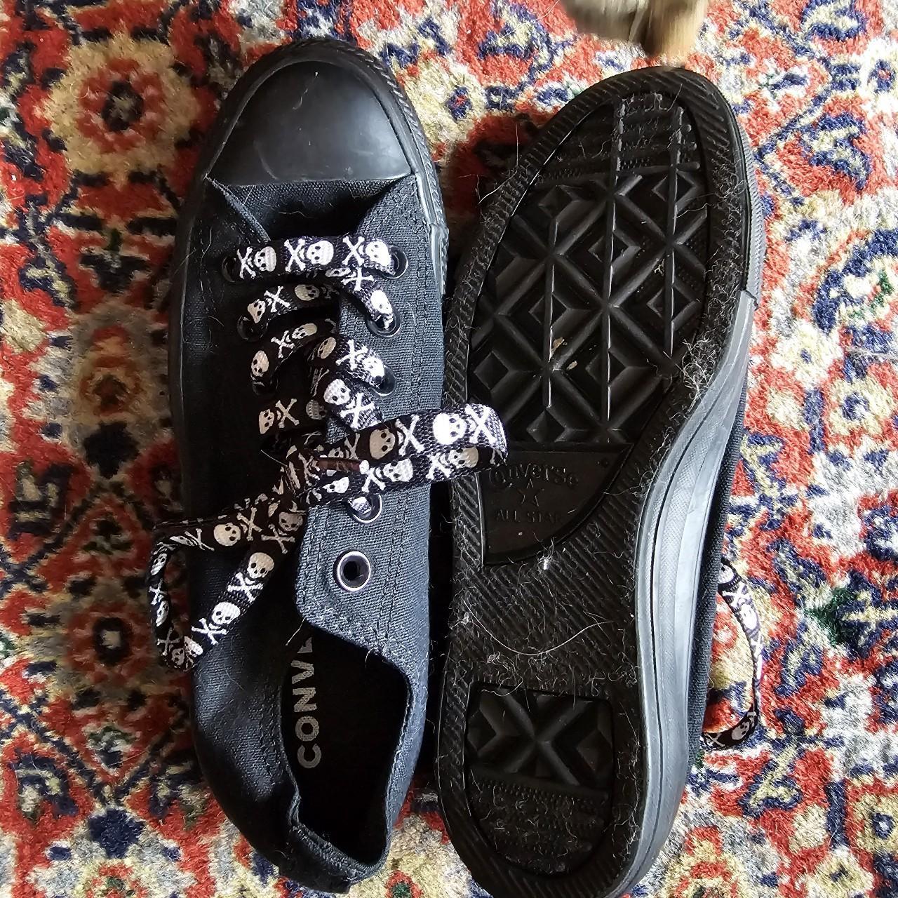 Back on black, low-cut Converse Chuck Taylor's with... - Depop