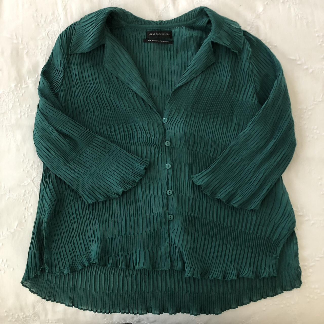 dark green button down blouse from urban! size... - Depop