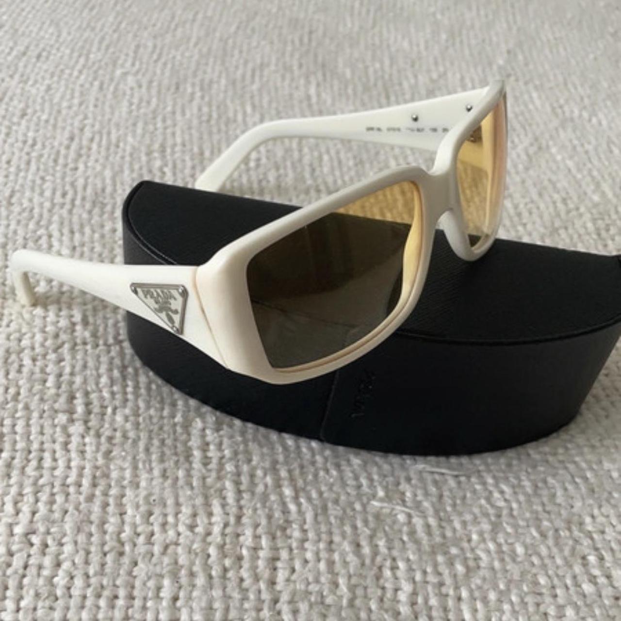 PRADA Vintage sunglasses - cream with yellow... - Depop