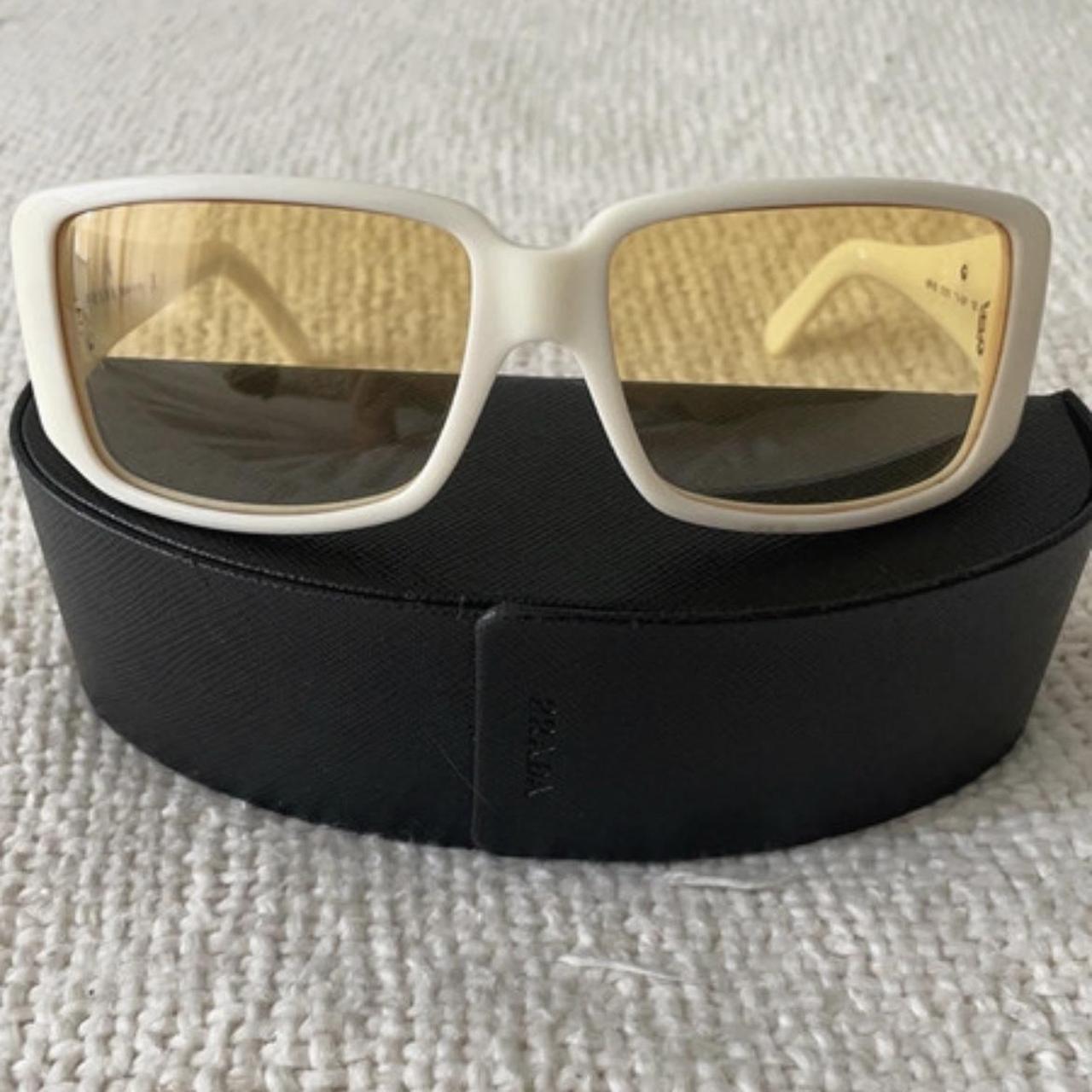 PRADA Vintage sunglasses - cream with yellow... - Depop