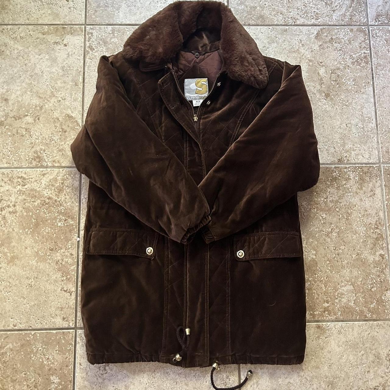 Vintage brown fuzzy long jacket. Perfect for fall... - Depop