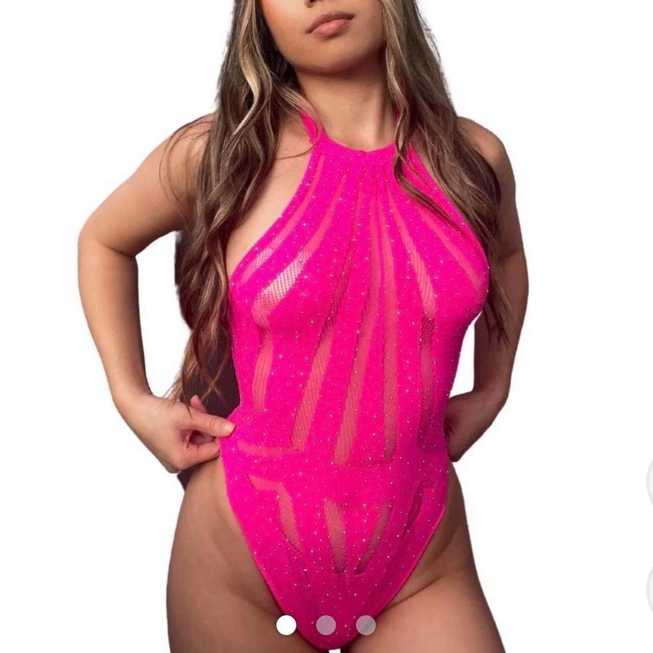 Super cute GET RAVY pink bodysuit. It is stretchy... - Depop