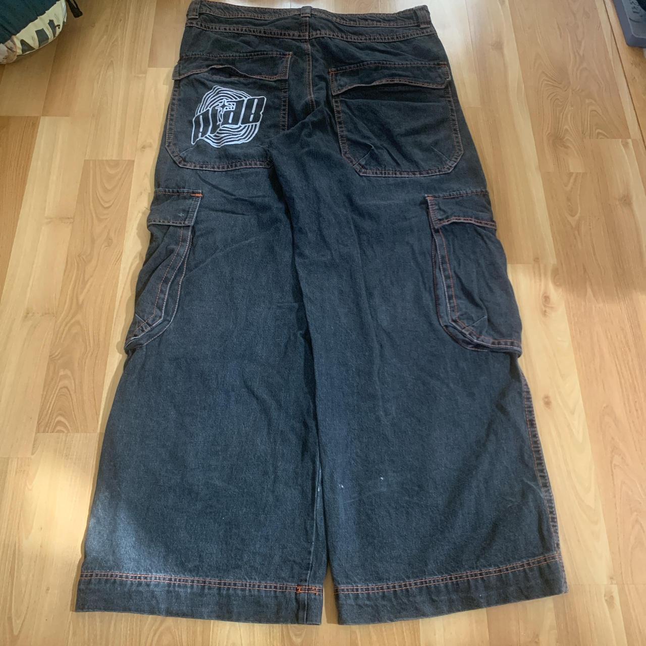jnco style black a-lab wide leg cargo jeans w/... | Depop