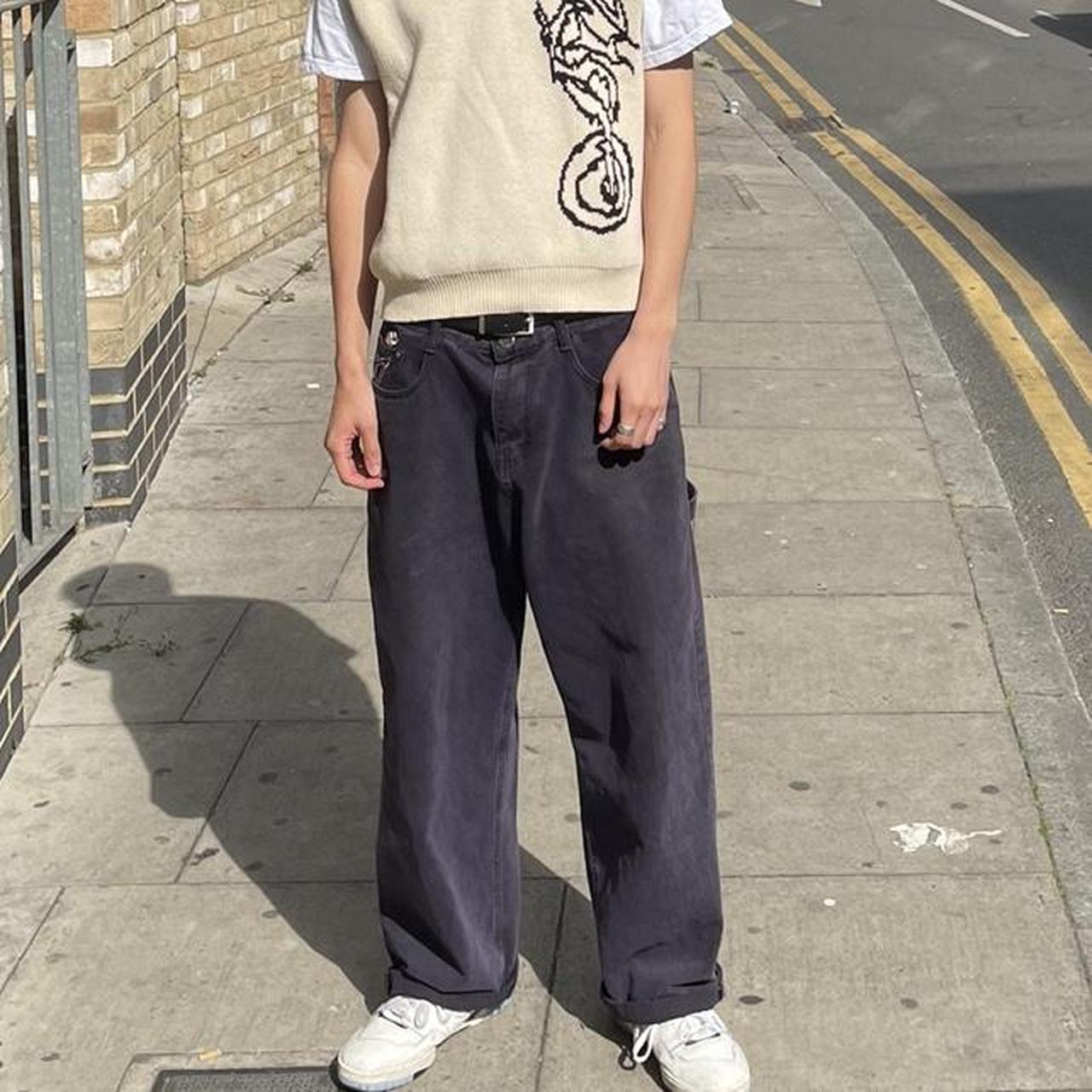 Dissolusion baggy jeans dark purple Size 30 waist... - Depop