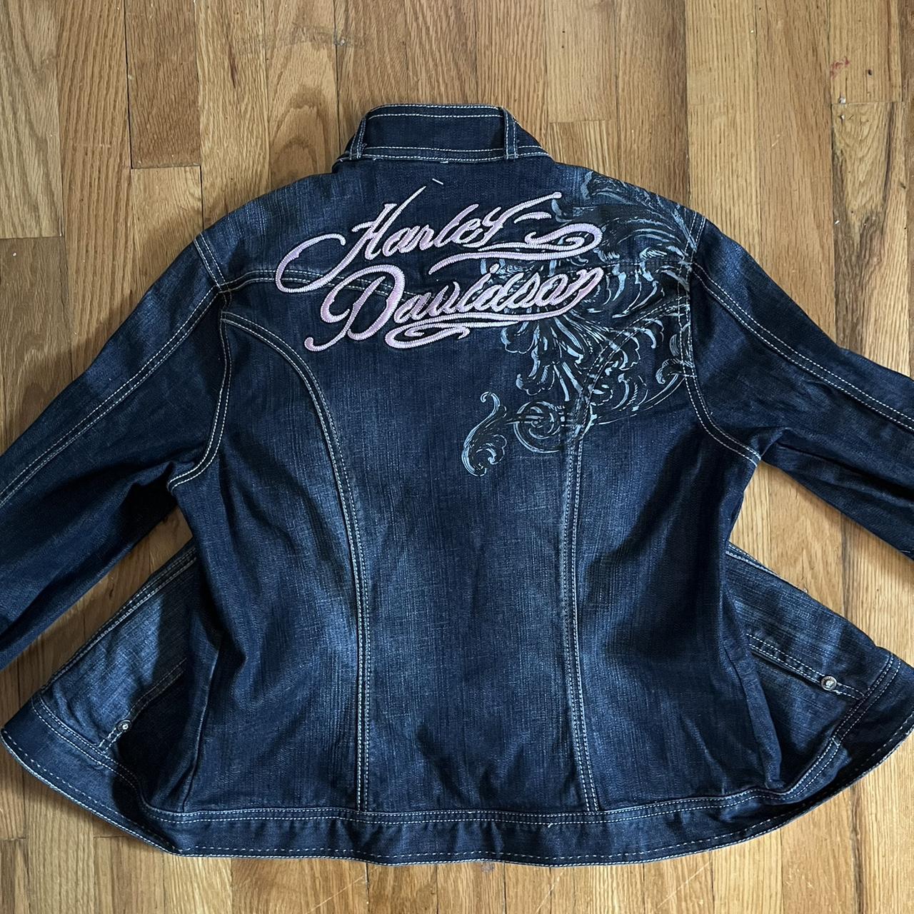 vintage harley jean jacket (send... | Depop