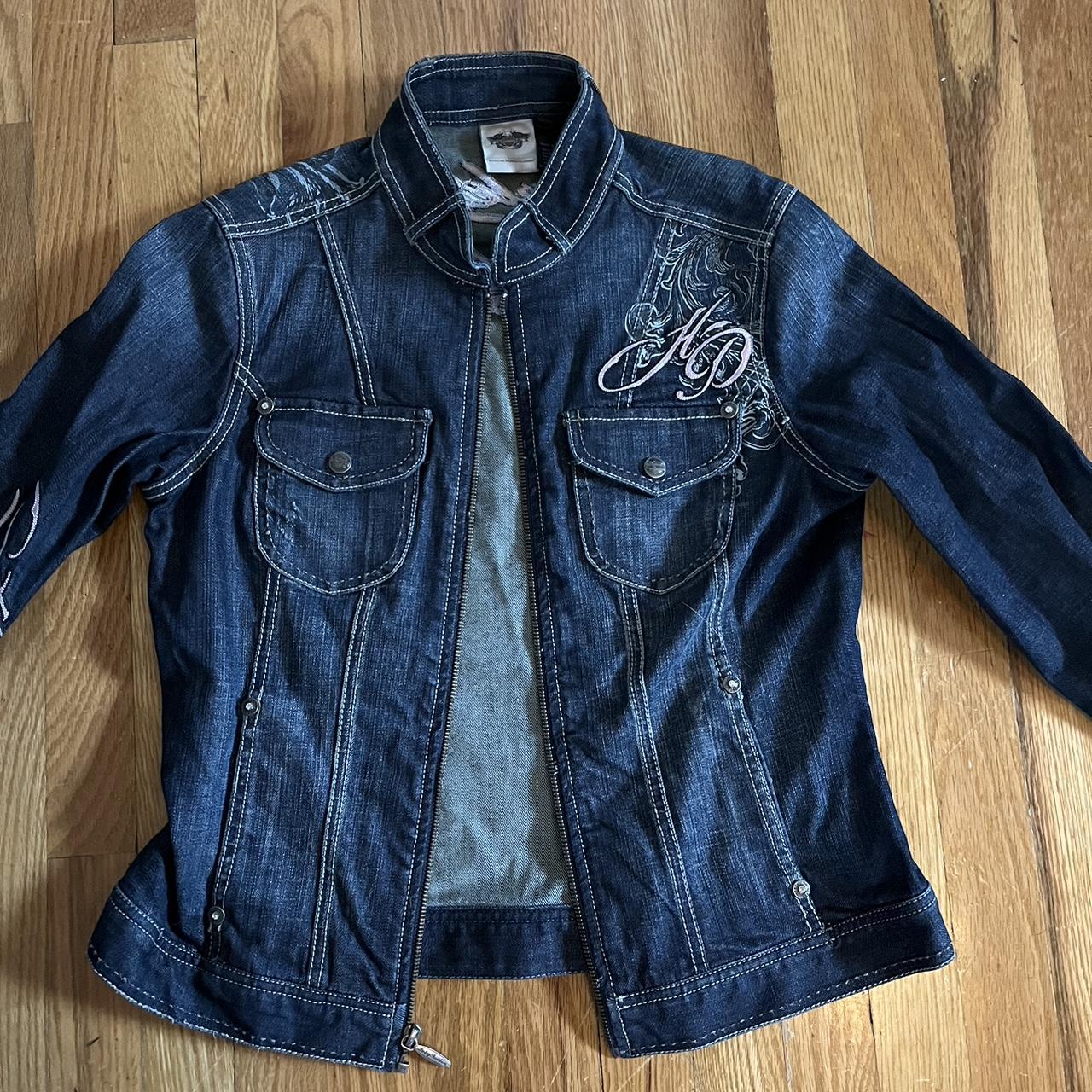 vintage harley jean jacket (send... | Depop