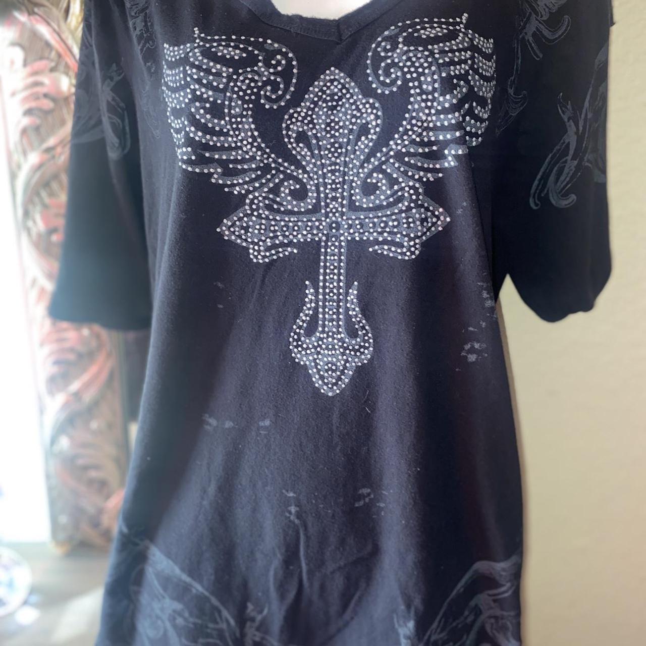 tattered cross & angel tee ocasion brand Size 2XL - Depop