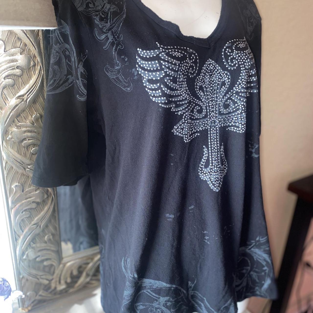 tattered cross & angel tee ocasion brand Size 2XL - Depop