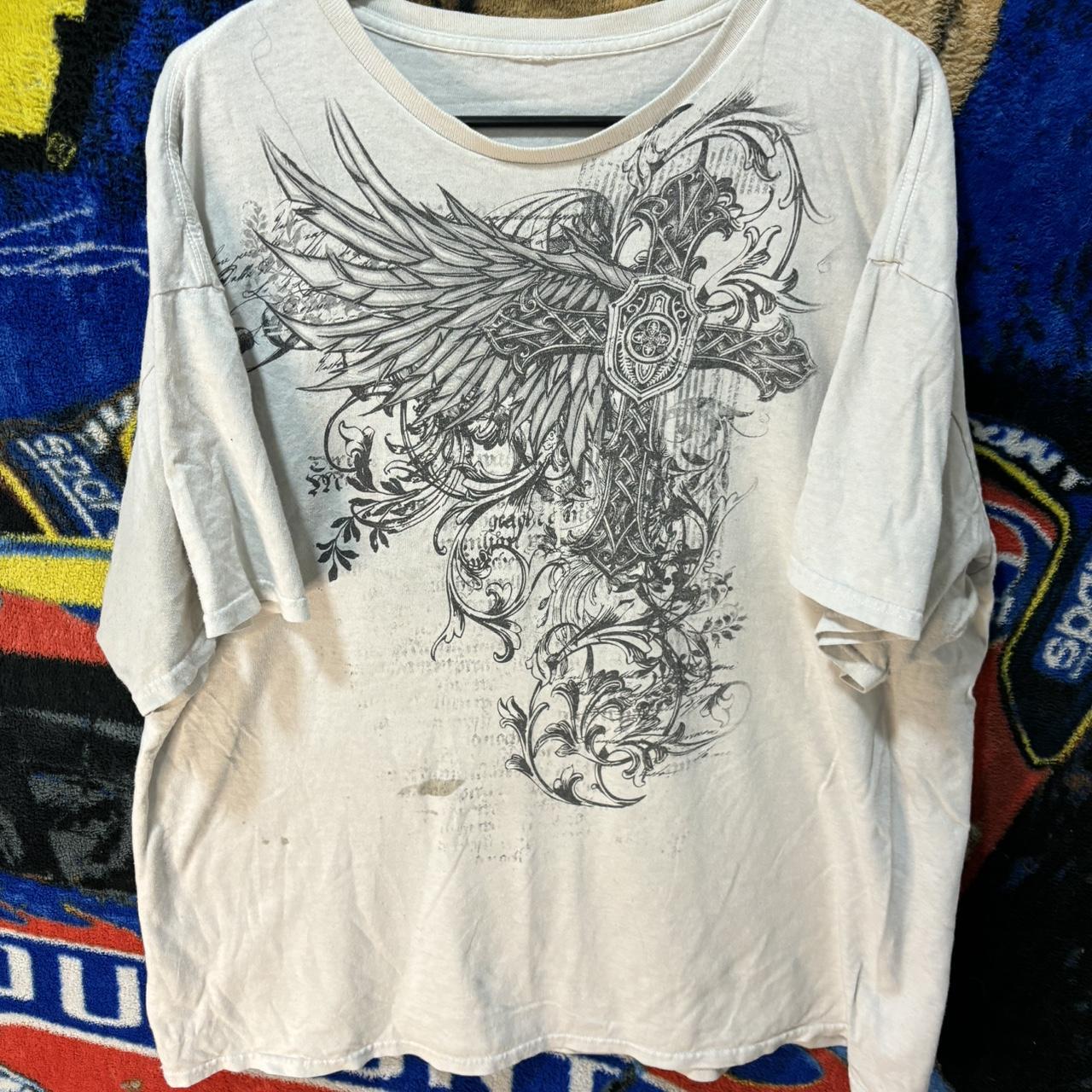 y2k grunge punk style insane front print design... - Depop