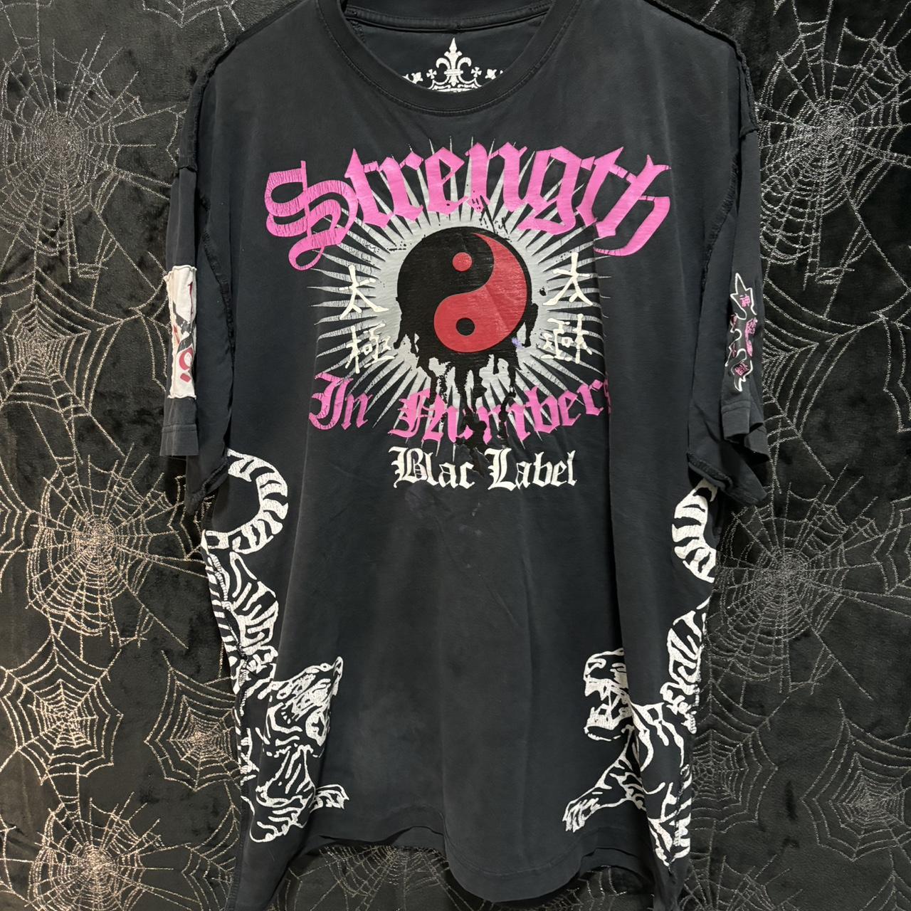 y2k grunge punk style insane front print shirt Size... - Depop