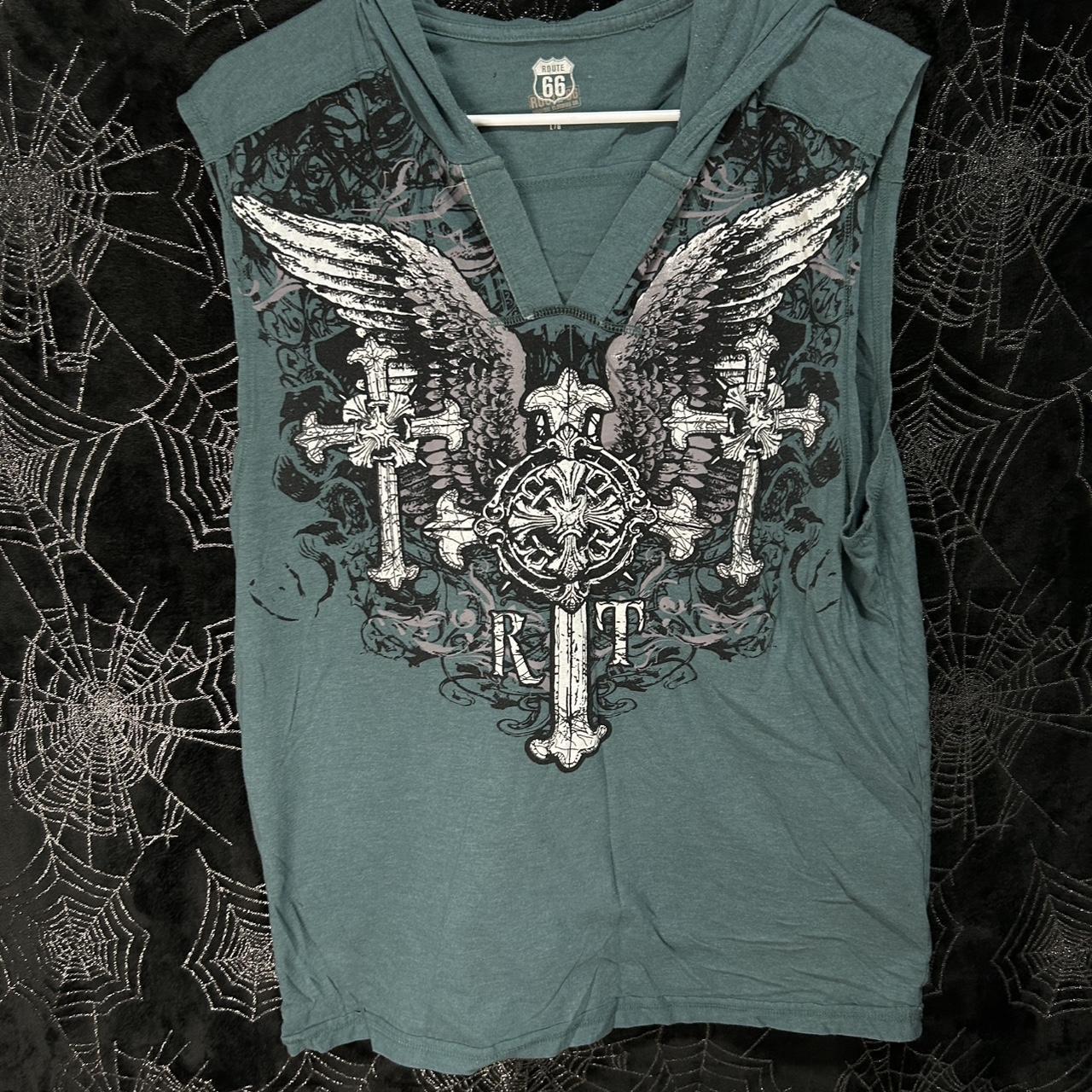 y2k grunge punk style insane front print design... - Depop